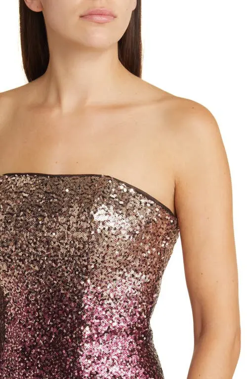 Badgley Mischka Sequin Strapless Cocktail Dress