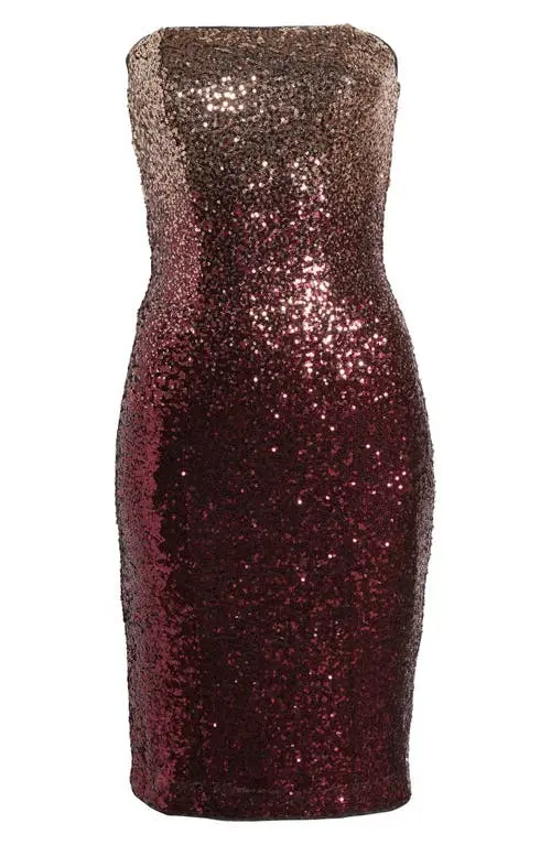 Badgley Mischka Sequin Strapless Cocktail Dress