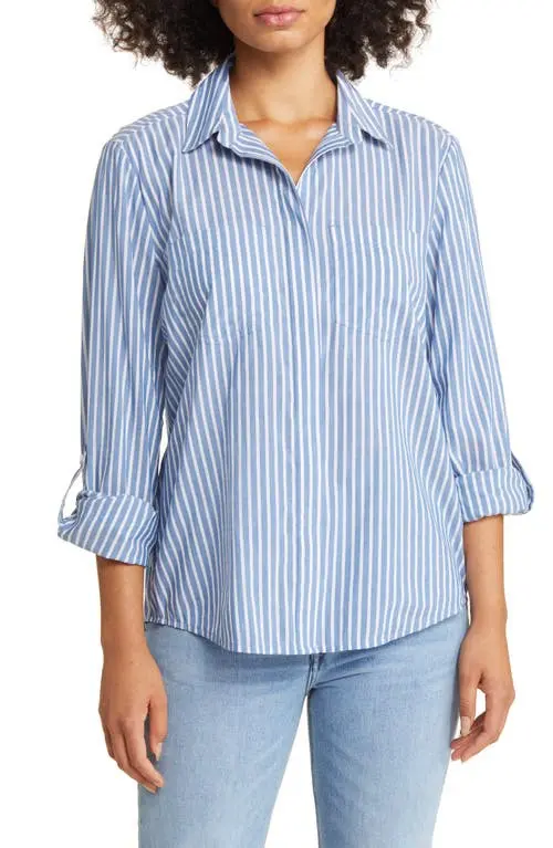 BEACHLUNCHLOUNGE Stripe Cotton & Modal Button-up Shirt - Ocean Air