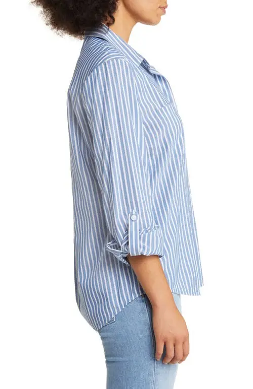 BEACHLUNCHLOUNGE Stripe Cotton & Modal Button-up Shirt - Ocean Air