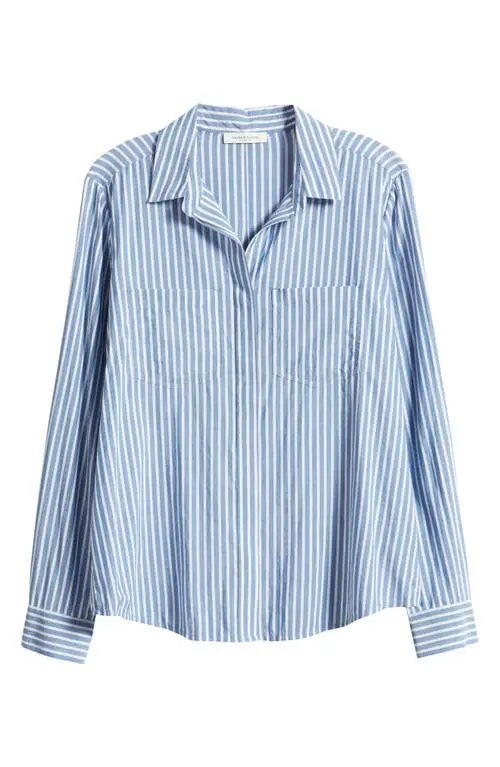BEACHLUNCHLOUNGE Stripe Cotton & Modal Button-up Shirt - Ocean Air