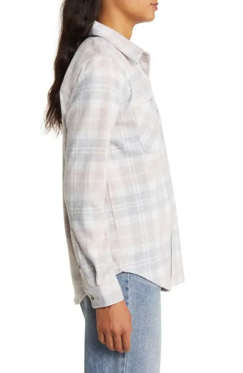 BEACHLUNCHLOUNGE Plaid Jacquard Knit Shacket - Blushing Grey