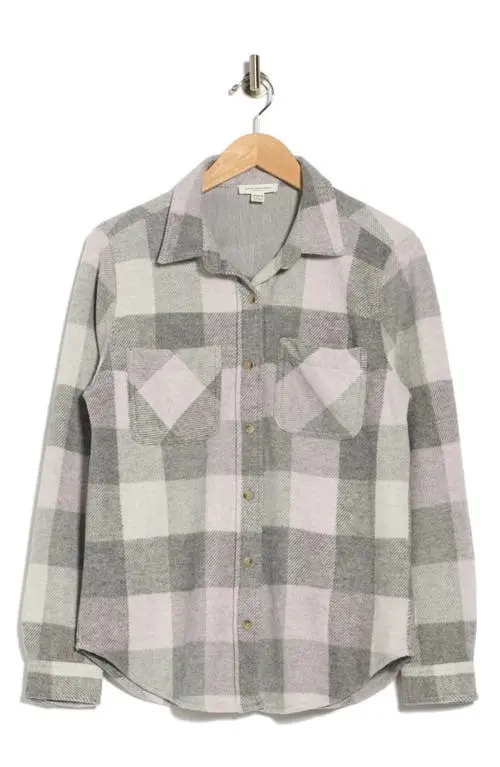 BEACHLUNCHLOUNGE Plaid Jacquard Knit Shacket - Pink Cloud