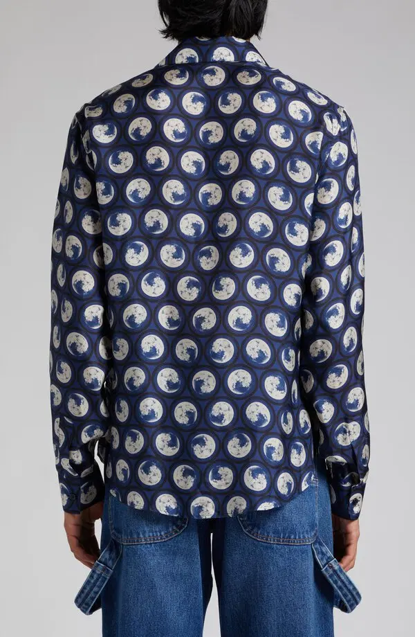 Off-White Moon Print Silk Button-up Shirt