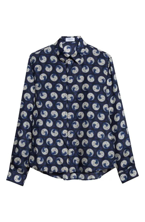 Off-White Moon Print Silk Button-up Shirt