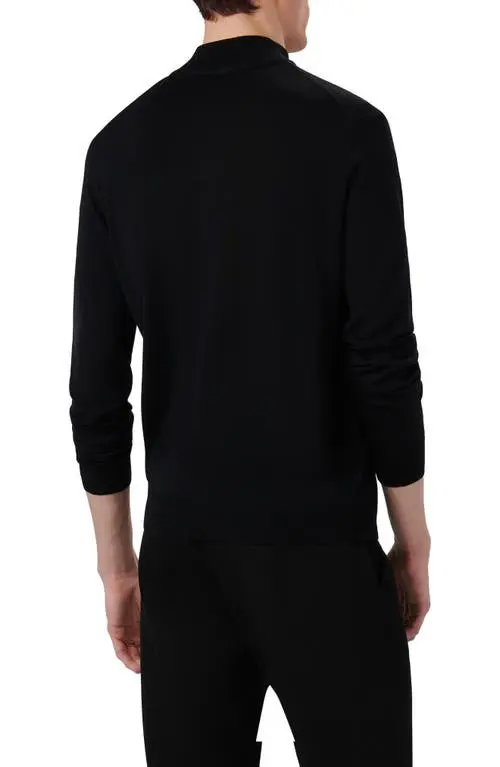 Bugatchi Quarter Zip Merino Wool Pullover - Caviar