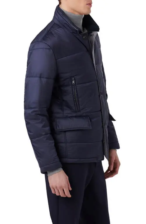 Bugatchi Water Repellent Quilted Jacket - Navy