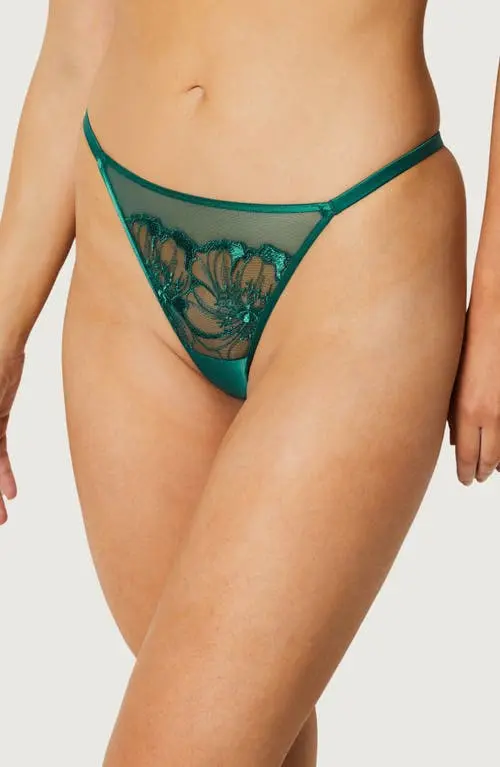 ETAM Amaryllis Embroidered Thong - Duck-egg Blue