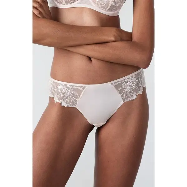 ETAM Amaryllis Lace & Satin Hipster Panties - Perle