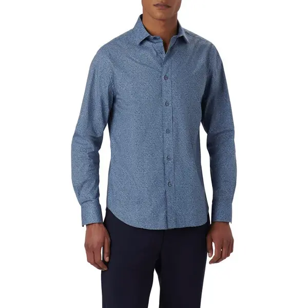Bugatchi Axel Stria Print Stretch Cotton Button-up Shirt