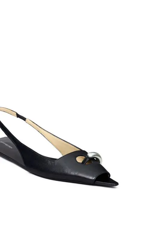 Tory Burch Pierced Slingback Flat - Perfect Black/silver