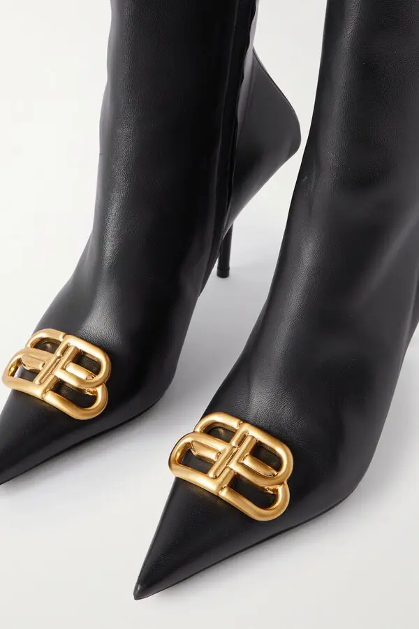 Balenciaga Embellished Leather Knee High Boots