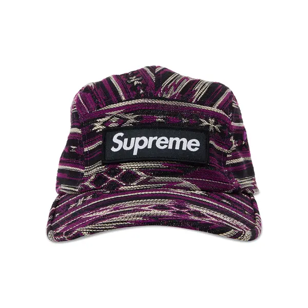 Supreme Woven Pattern Camp Cap - Purple