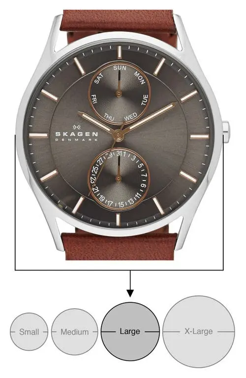 Skagen Holst' Multifunction Leather Strap Watch