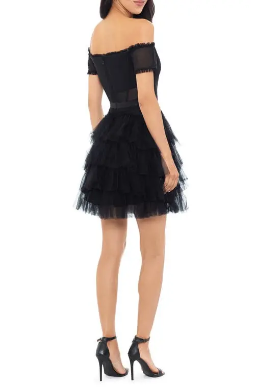 betsy and adam black ruffle dress Black Burnout Velvet Long Sleeve Midi Dress