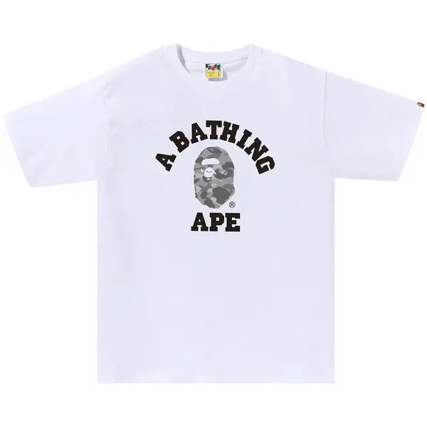 A BATHING APE Honeycomb Camo College Tee /grey - White