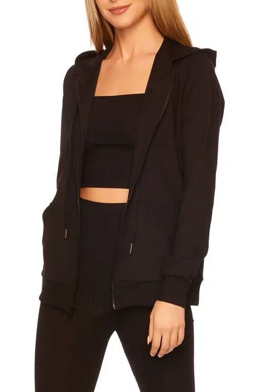 Susana Monaco Rib Trim Full Zip Hoodie