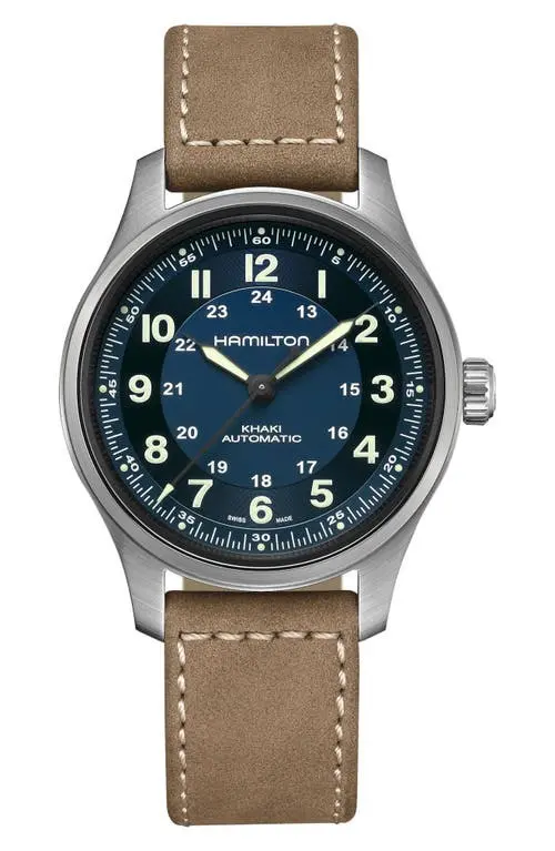 Hamilton Khaki Field Titanium Automatic Strap Watch - Blue