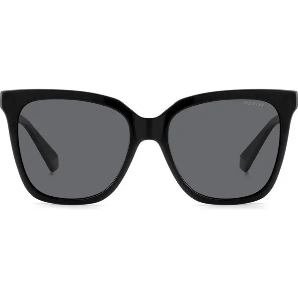 POLAROID 55mm Polarized Square Sunglasses - Black/ Gray Polarized