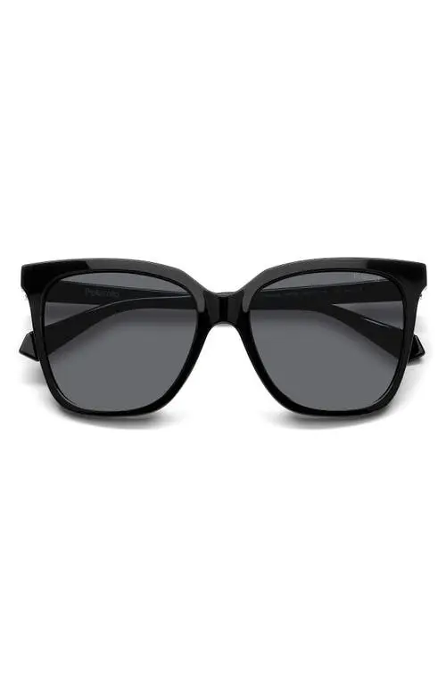 POLAROID 55mm Polarized Square Sunglasses - Black/ Gray Polarized