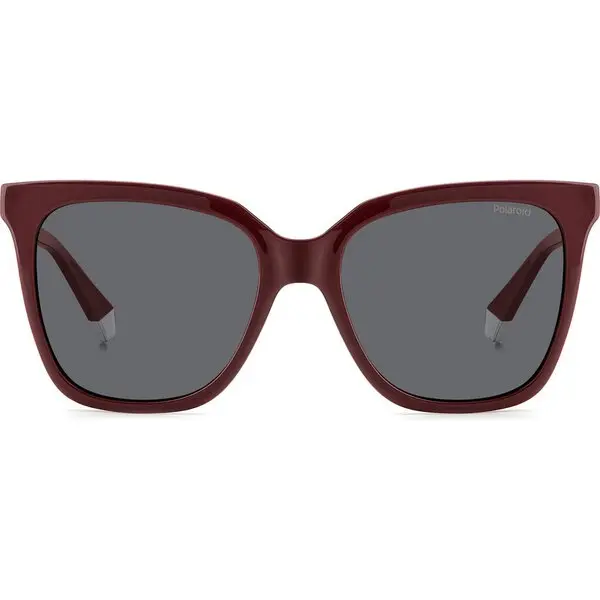 POLAROID 55mm Polarized Square Sunglasses - Burgundy/gray Polarized