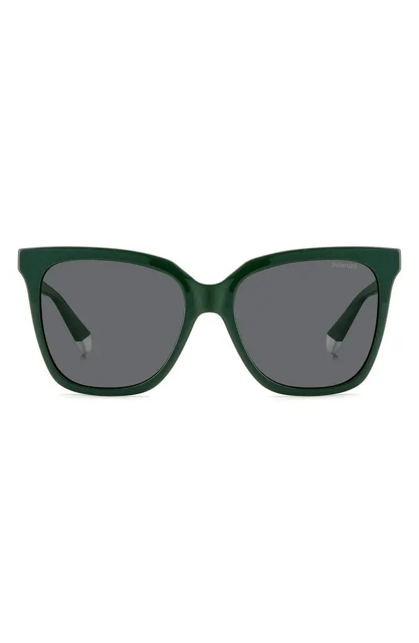 POLAROID 55mm Polarized Square Sunglasses - Green/ Gray Polarized