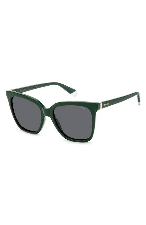 POLAROID 55mm Polarized Square Sunglasses - Green/ Gray Polarized