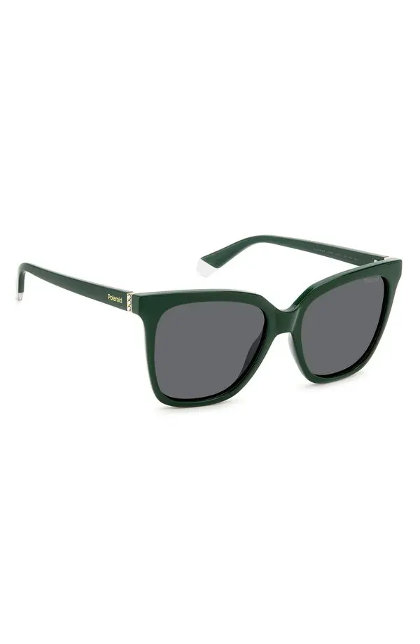 POLAROID 55mm Polarized Square Sunglasses - Green/ Gray Polarized