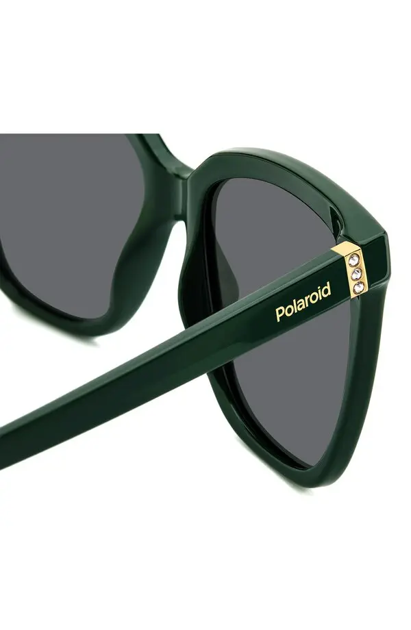 POLAROID 55mm Polarized Square Sunglasses - Green/ Gray Polarized