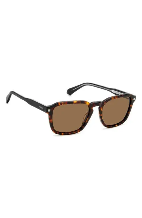POLAROID 53mm Polarized Rectangle Sunglasses - Havana/bronze Polarized