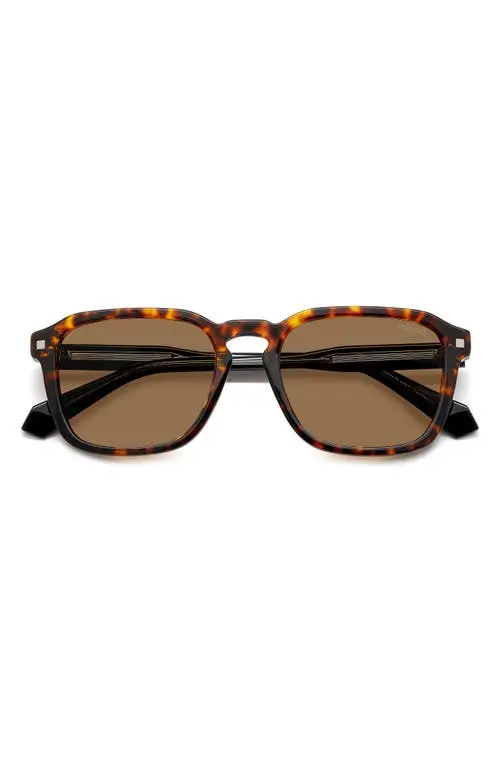 POLAROID 53mm Polarized Rectangle Sunglasses - Havana/bronze Polarized