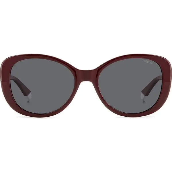 POLAROID 55mm Polarized Round Sunglasses - Burgundy/gray Polarized