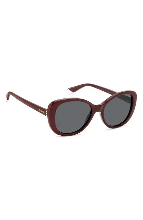 POLAROID 55mm Polarized Round Sunglasses - Burgundy/gray Polarized