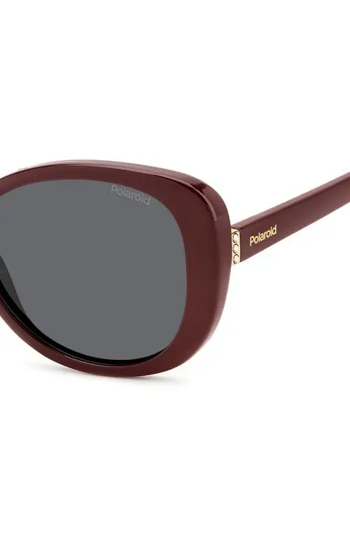 POLAROID 55mm Polarized Round Sunglasses - Burgundy/gray Polarized
