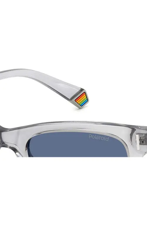 POLAROID 51mm Polarized Square Sunglasses - Grey/blue Polarized