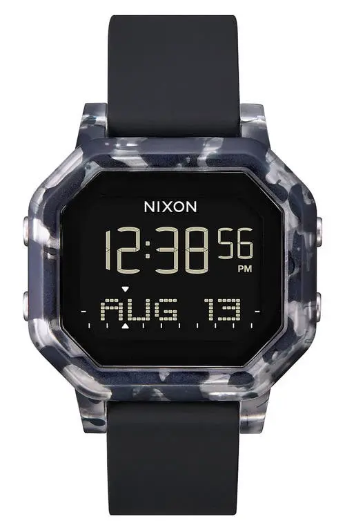 Nixon Siren Digital Silicone Strap Watch - Black Tortoise