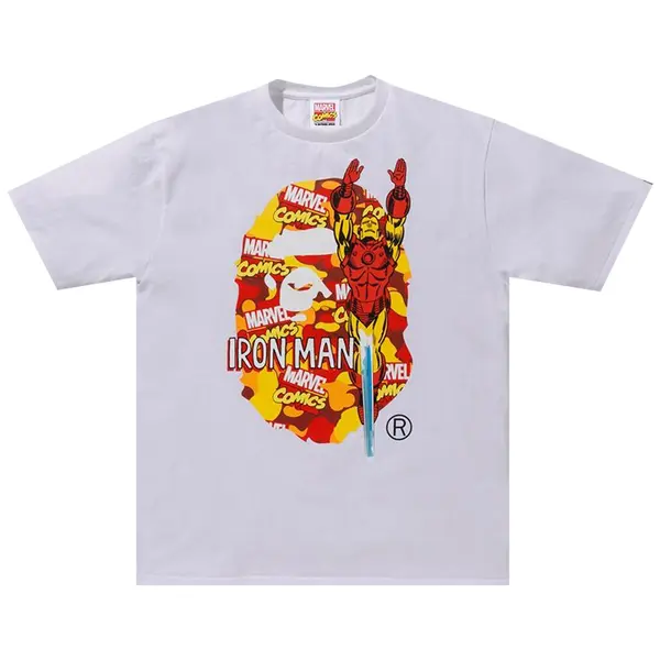 A BATHING APE X Marvel Camo Iron Tee - White