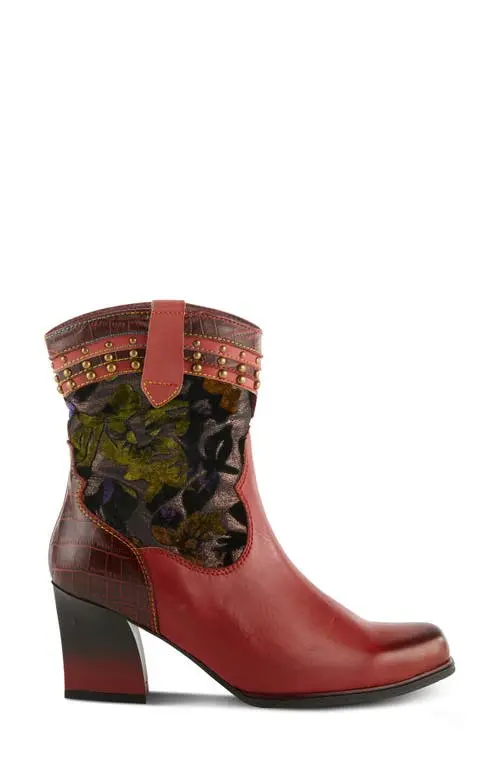 SPRING STEP SHOES Happytime Embossed Bootie - Red Multi