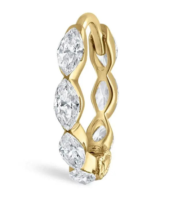 MARIA TASH Yellow Invisible Set Diamond Marquise Eternity Hoop Earring - Gold