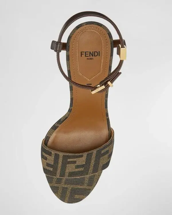 Fendi Delfina Ff Metallic-heel Sandals