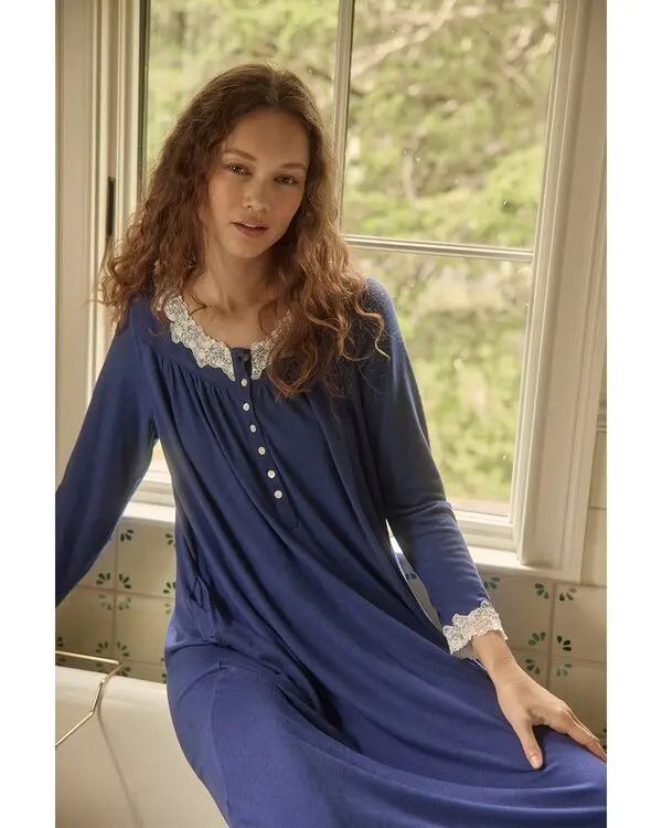 Eileen West Long Sleeve Ballet Nightgown - Navy