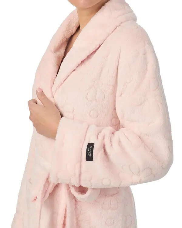 Kate Spade New York Long Sleeve Wrap Robe - Pastry Pink Jacquard