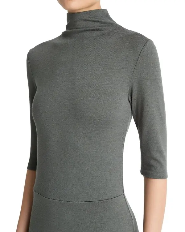 Vince Elbow Sleeve Turtleneck Dress - Malachite