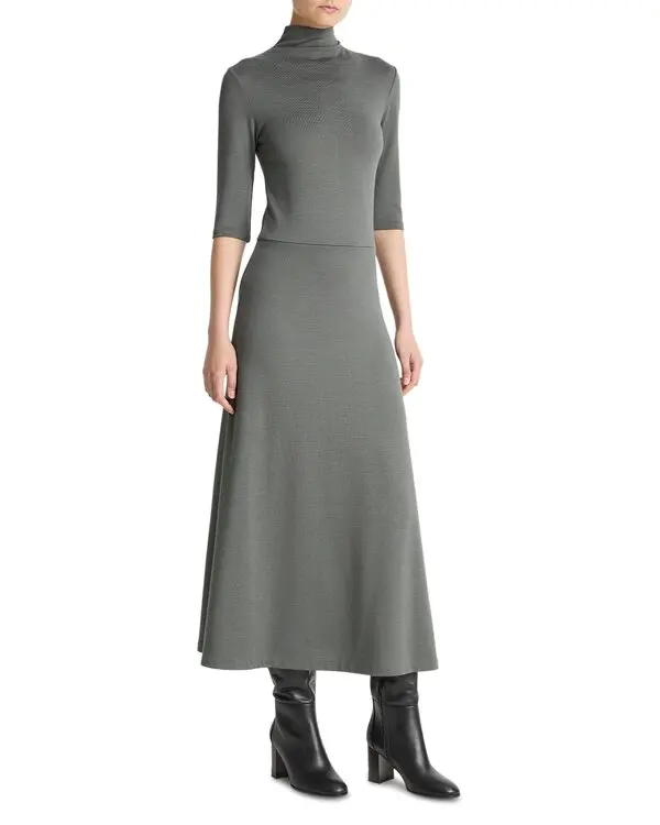 Vince Elbow Sleeve Turtleneck Dress - Malachite