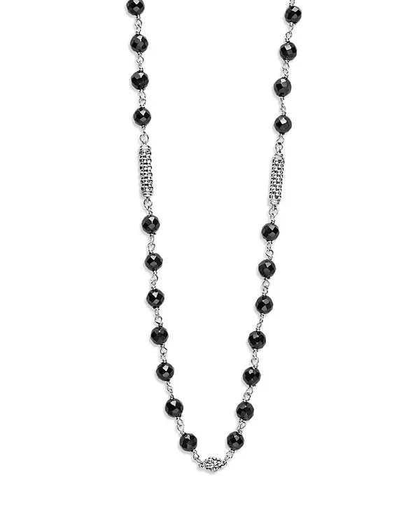 Lagos Sterling Silver Caviar Icon Ceramic Bead Link Necklace - Black/silver