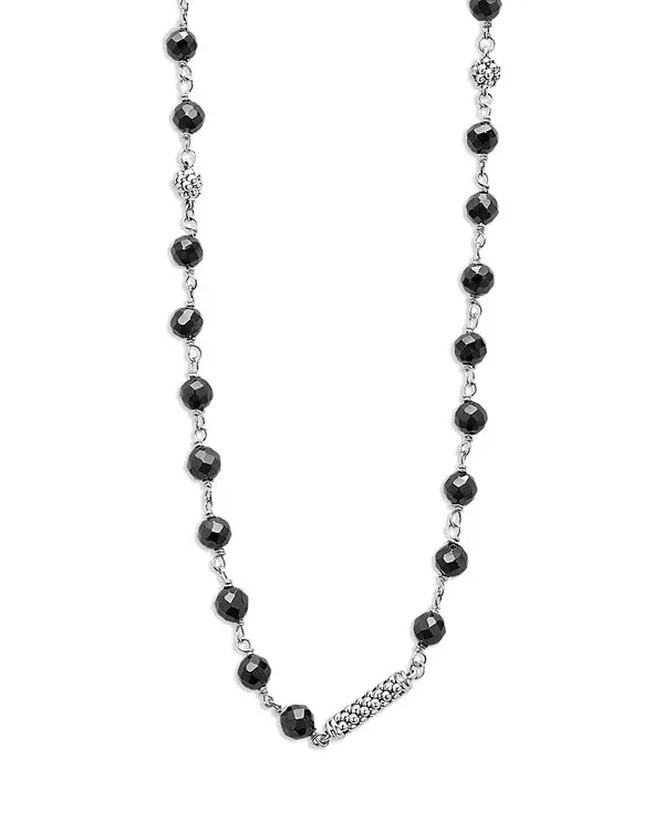 Lagos Sterling Silver, Caviar Icon, And Ceramic Necklace - Black/silver