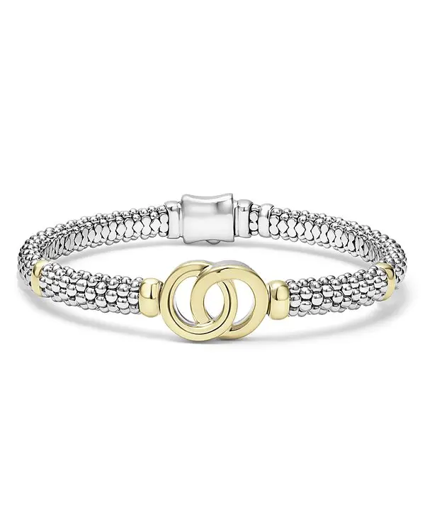 Lagos 18k Yellow Gold & Sterling Silver Interlocking Circle Bracelet - Silver/gold