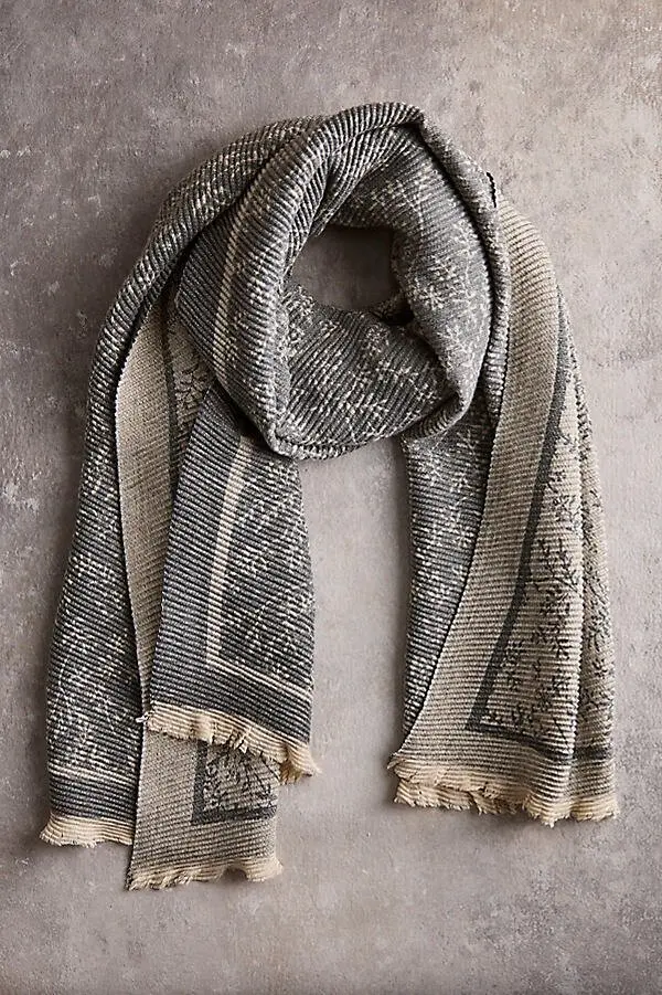 TERRAIN Garden Floral Crkle Scarf - Dark Grey