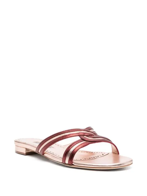 Manolo Blahnik Gasachan Leather Slides
