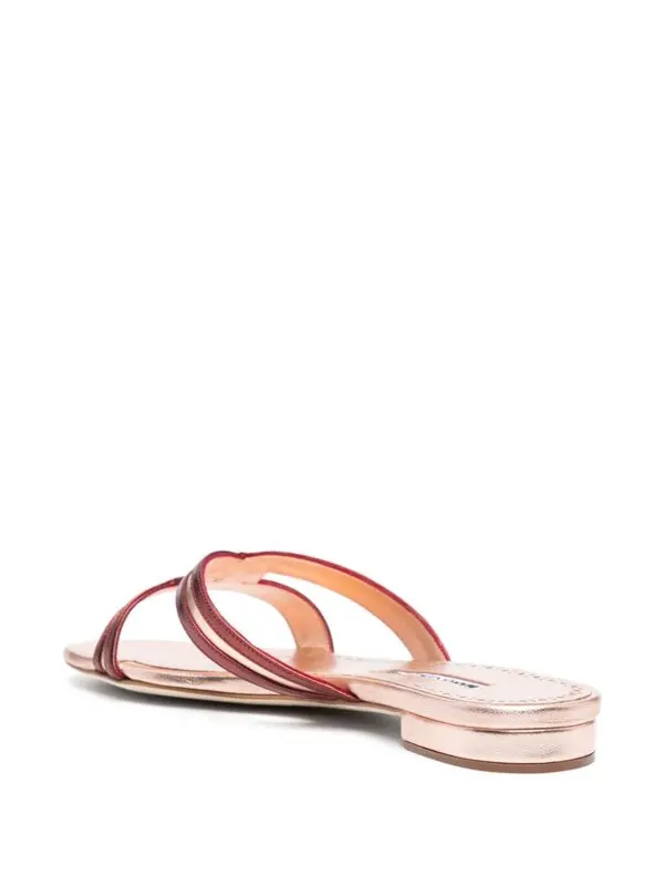 Manolo Blahnik Gasachan Leather Slides